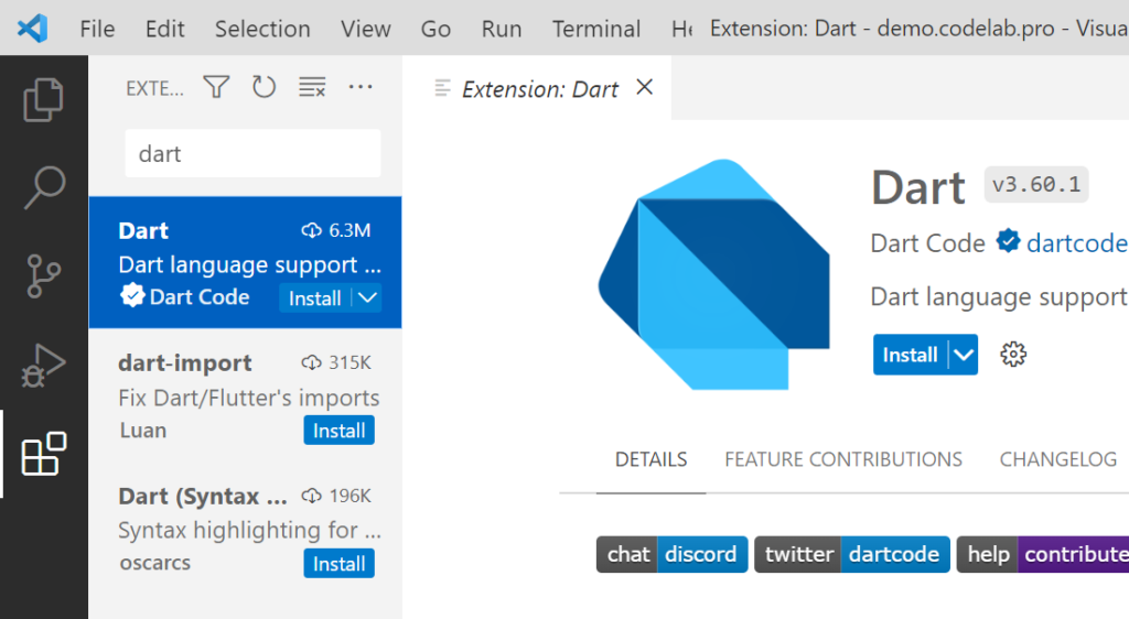 Настройка разработки Dart в Visual Studio Code — Code Lab